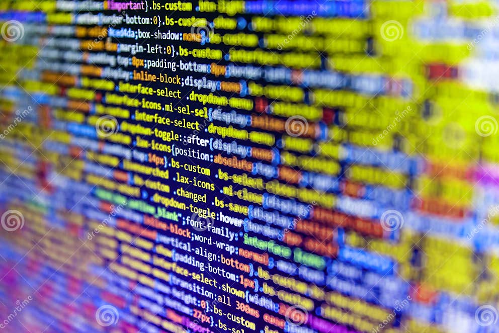 Mobile App Developer. Web Site Codes on Computer Monitor. Screenshot ...