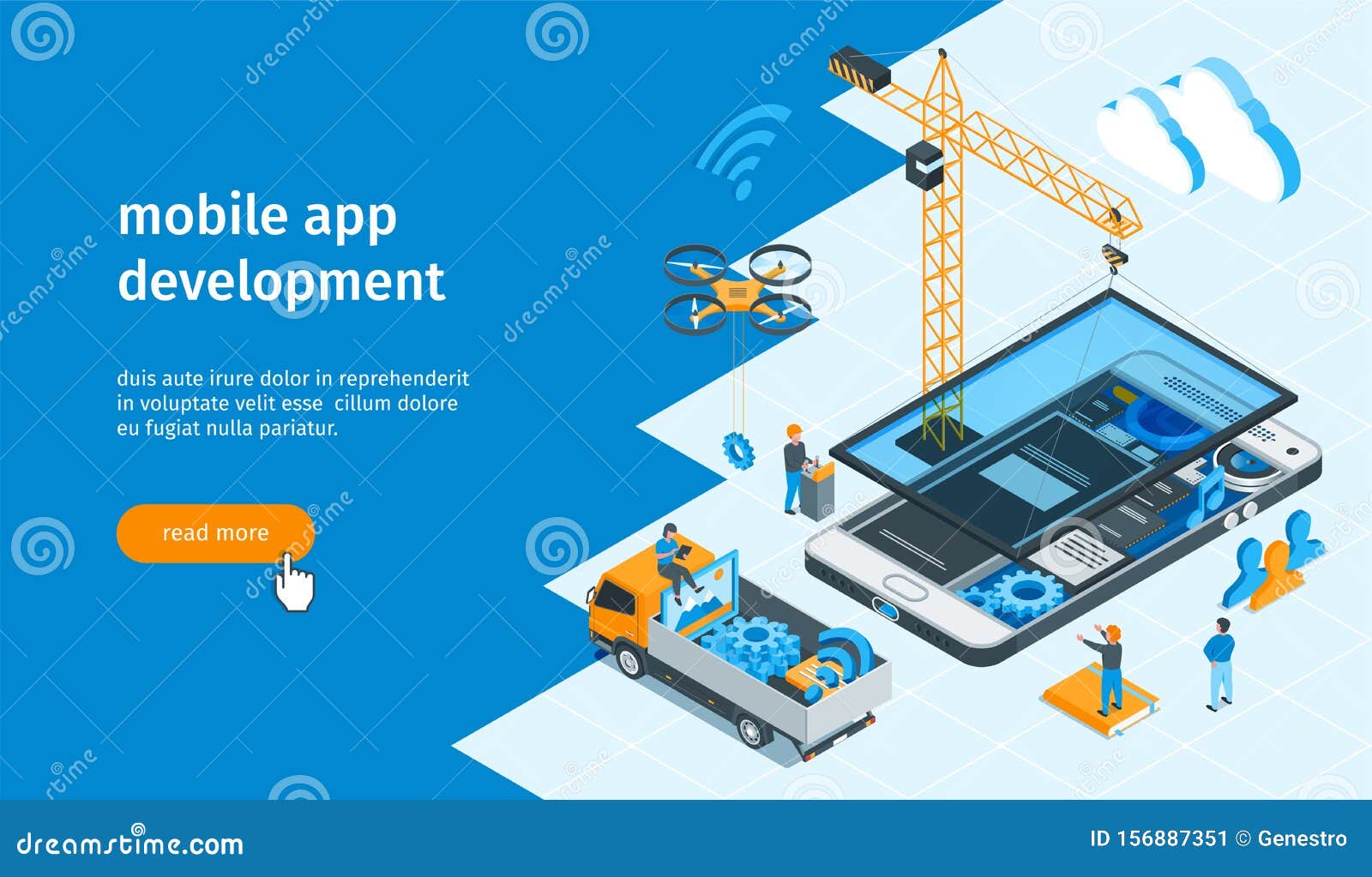 Mobile App Development Banner 02 Stock Vector - Illustration of ...