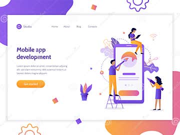 Mobile App Development Banner Stock Vector - Illustration of element ...