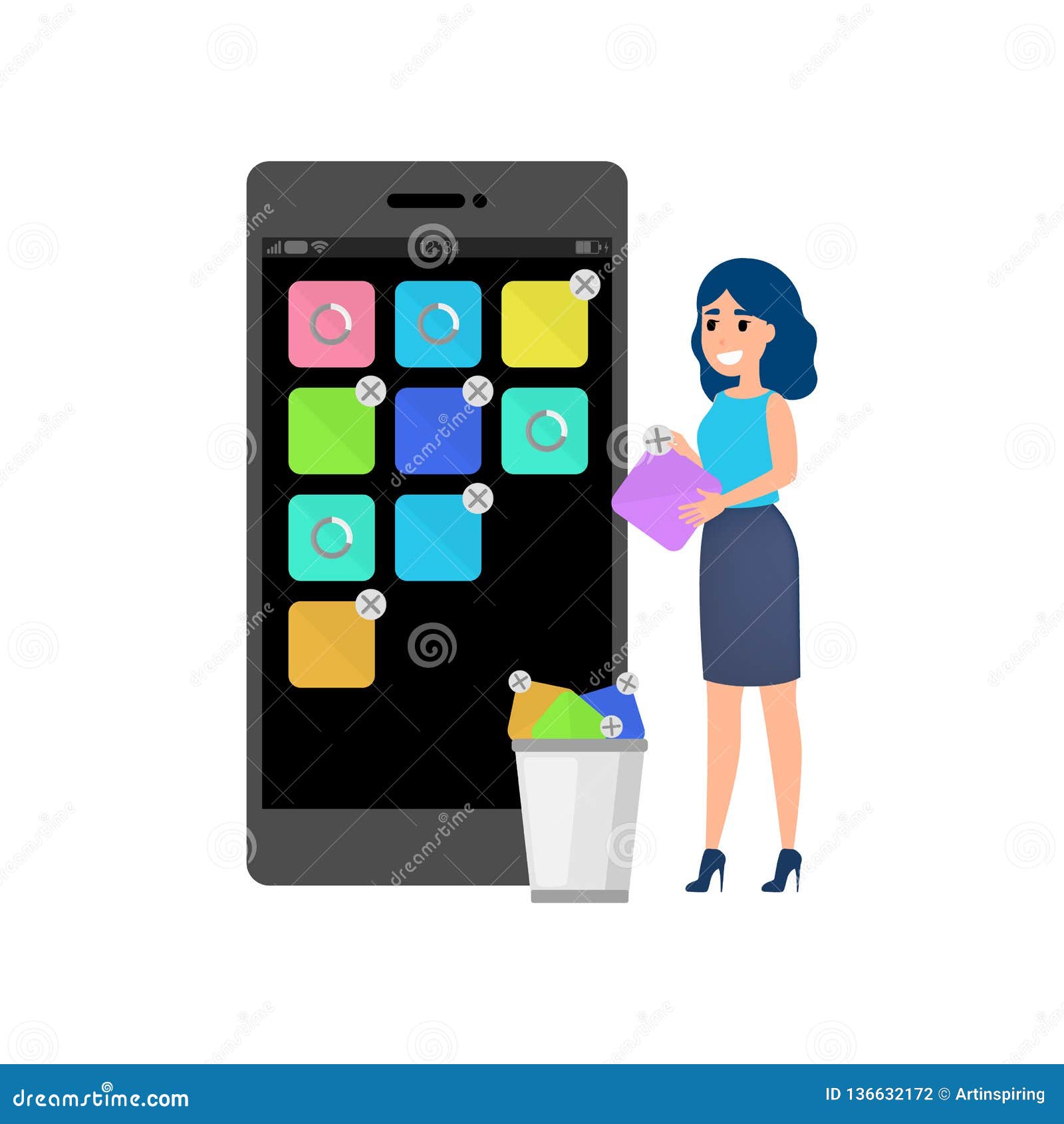 Mobile App Development Concept Illustration. Modern Technology Stock ...