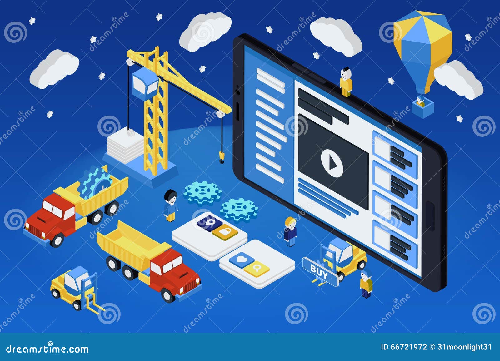 Mobile App Development, Experienced Team. Flat 3d Isometric Stock ...