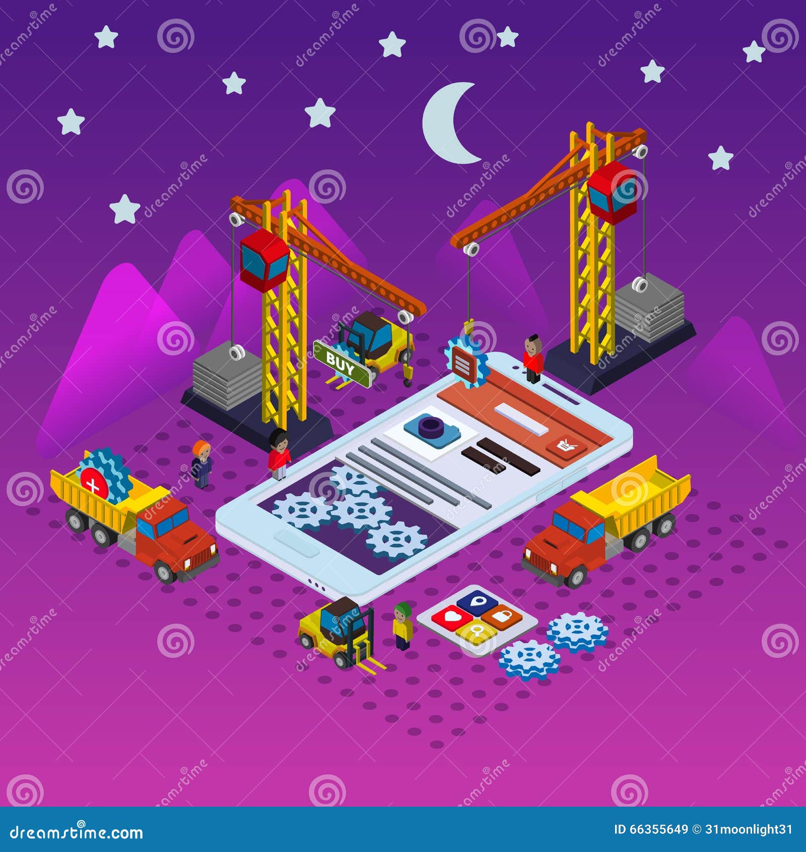 Mobile App Development Flat Isometric Vector Stock Vector ...