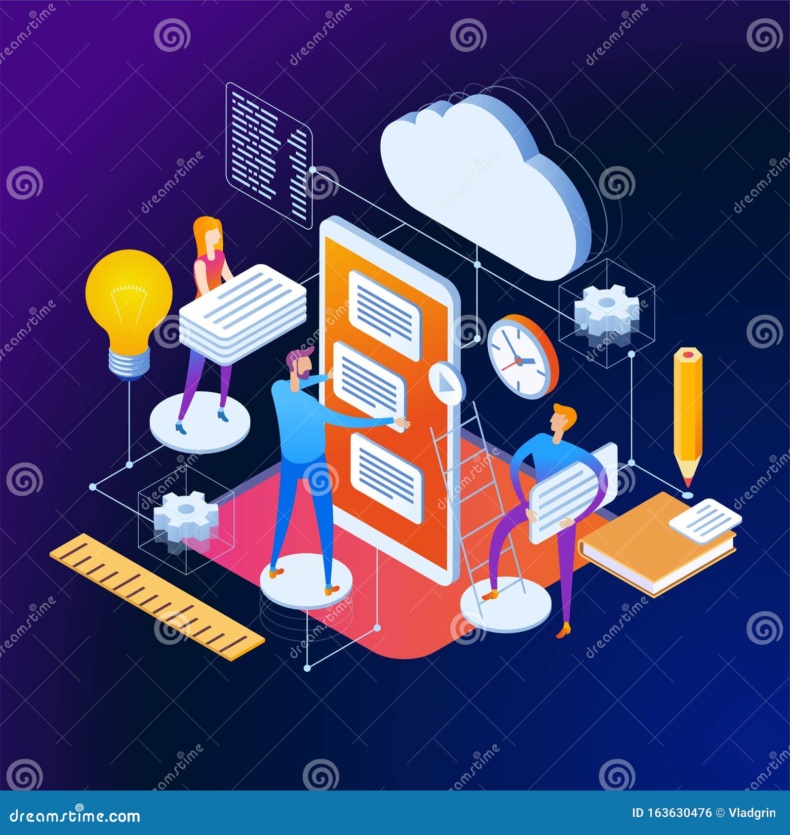 Mobile App Development Isometric Concept Banner Stock Vector ...