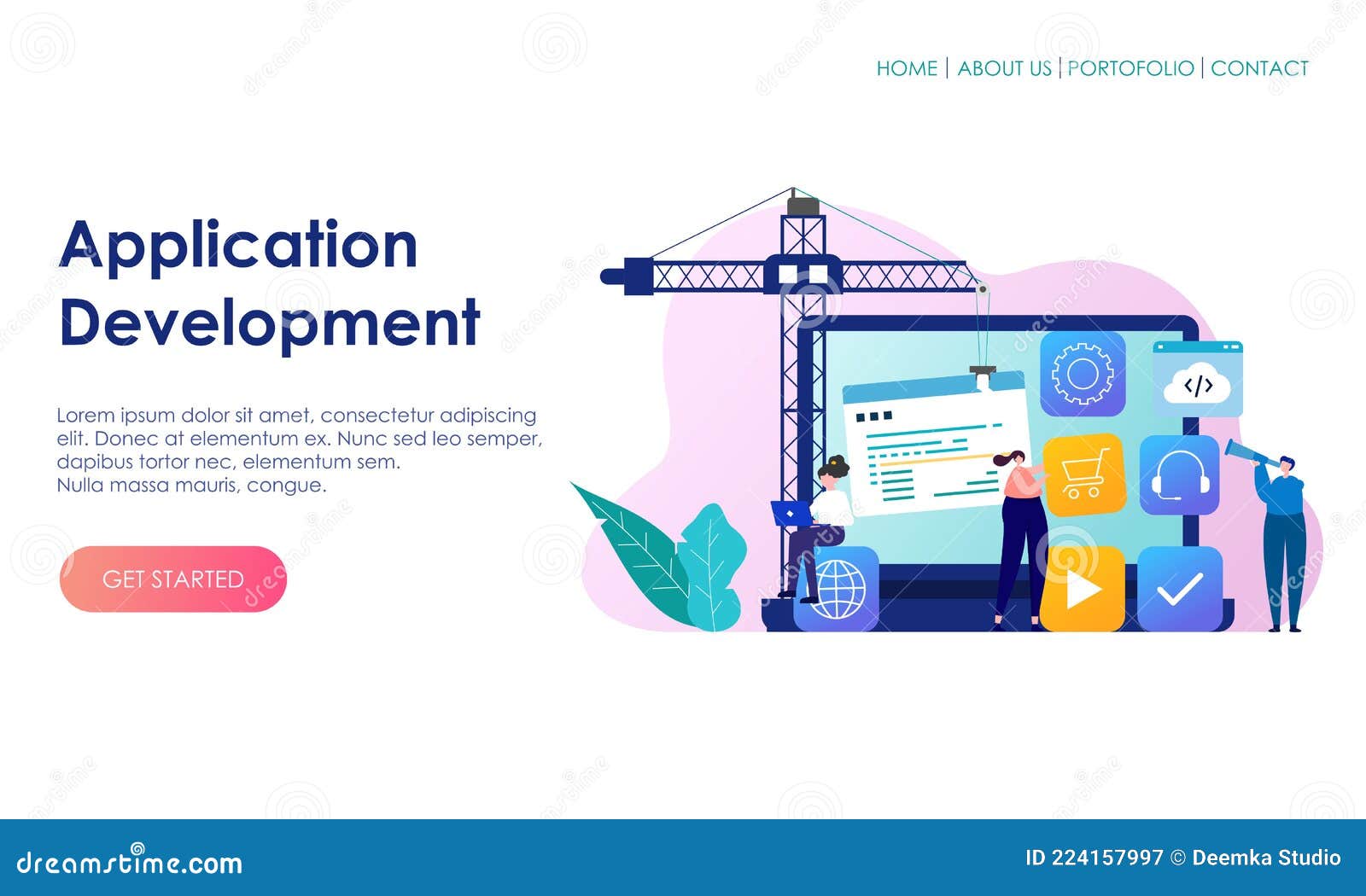 Mobile App Development Landing Page Website Stock Vector - Illustration of landing, device ...