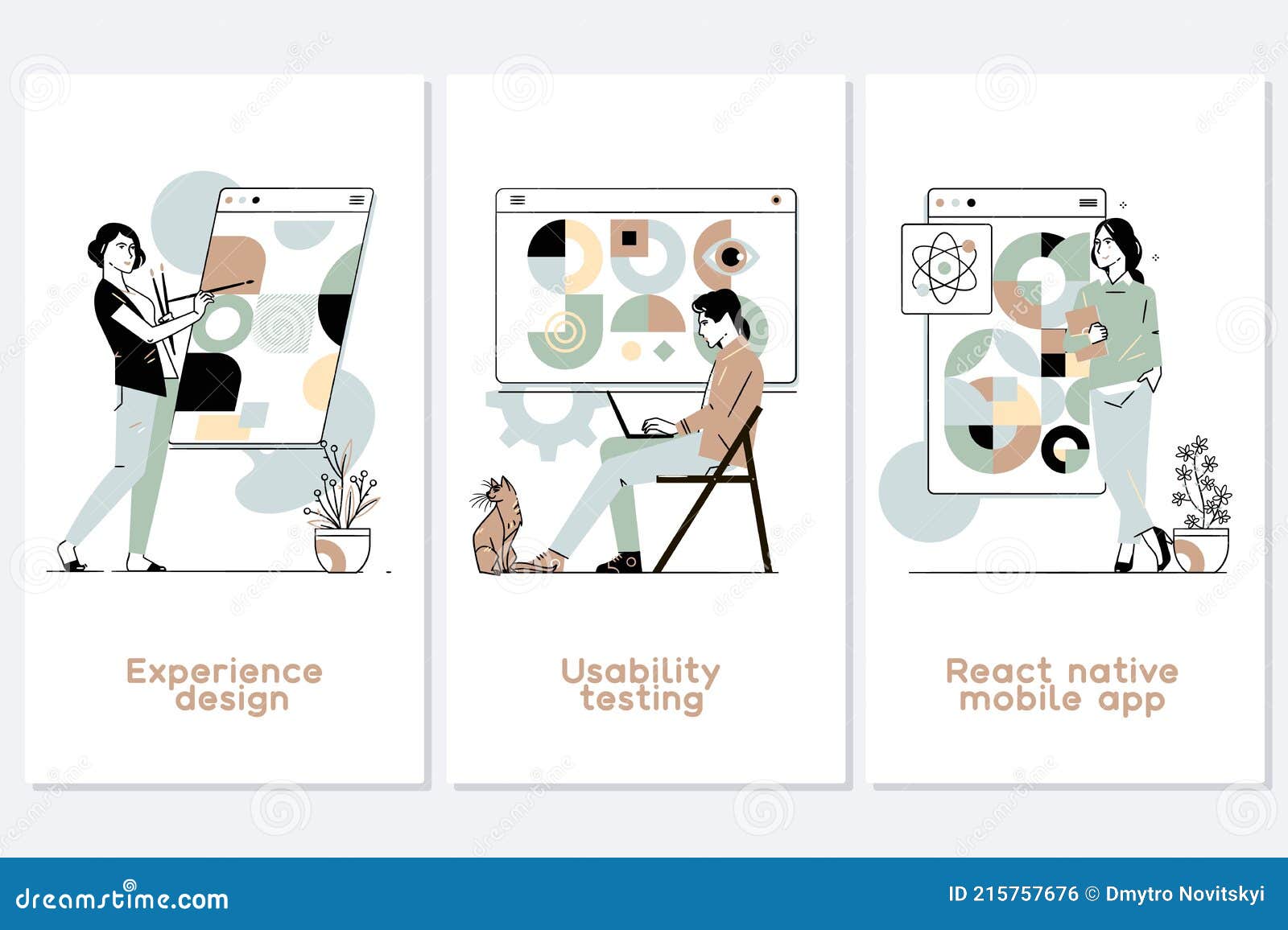 Mobile App Development Process Abstract Concept Vector Illustration Set.Software API Prototyping ...