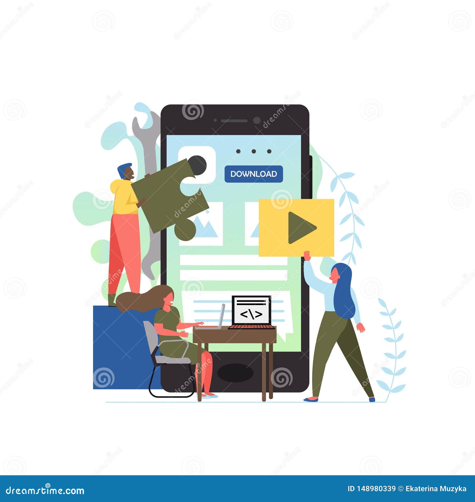 Mobile App Development Services, Vector Flat Style Design Illustration ...