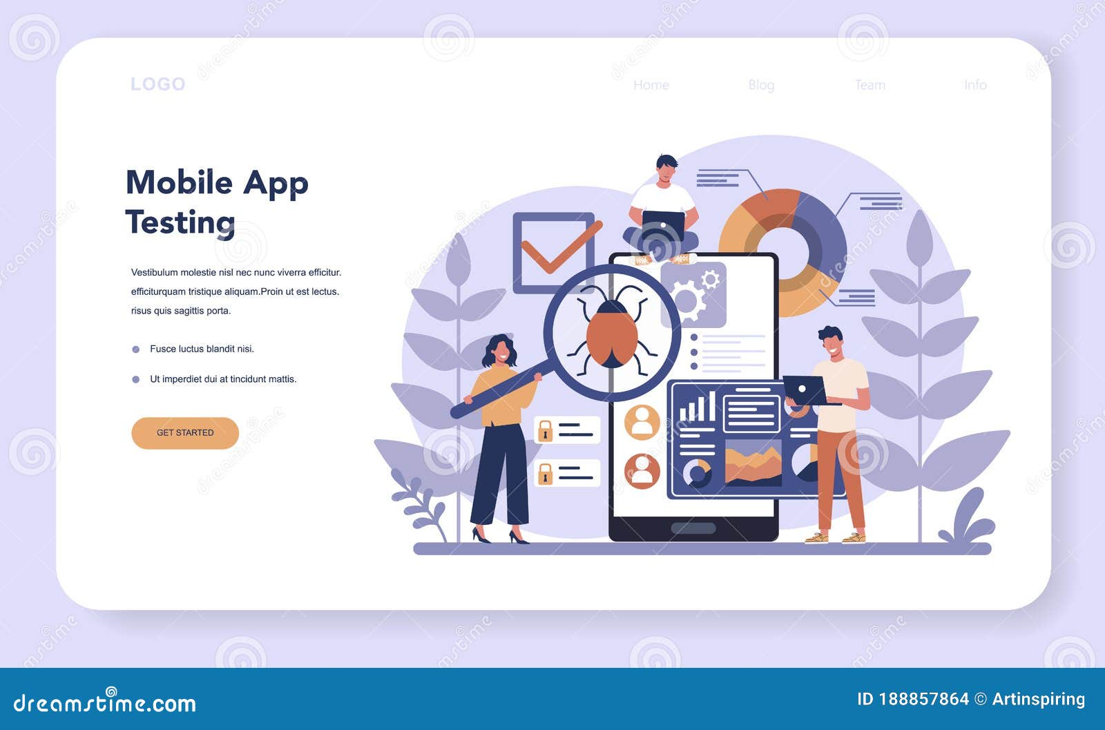 Mobile App Development Web Banner or Landing Page. Modern Stock Vector ...