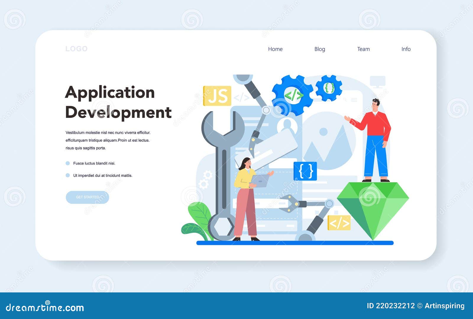 Mobile App Development Web Banner or Landing Page. Modern Technology ...