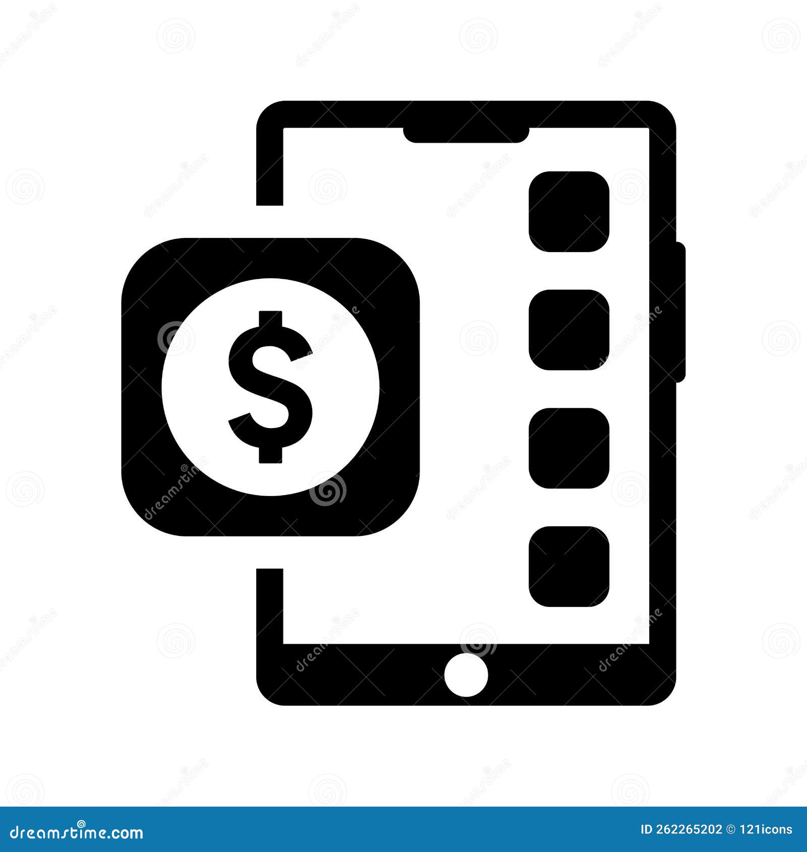Mobile App Earning Icon. Black Vector Design Stock Illustration ...
