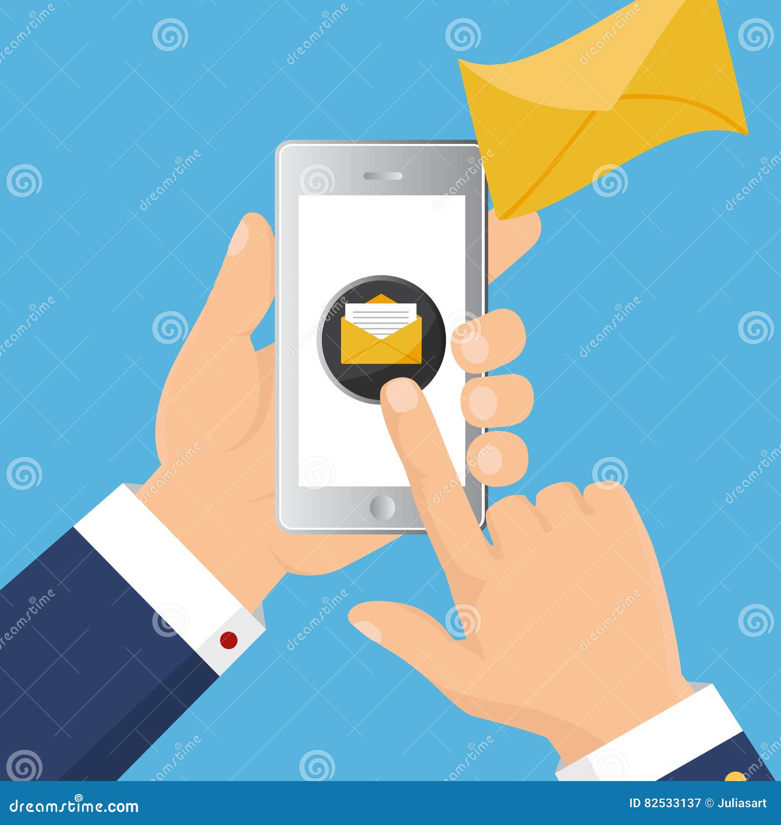 Mobile App - Email Marketing. Vector Flat Design Stock Vector ...