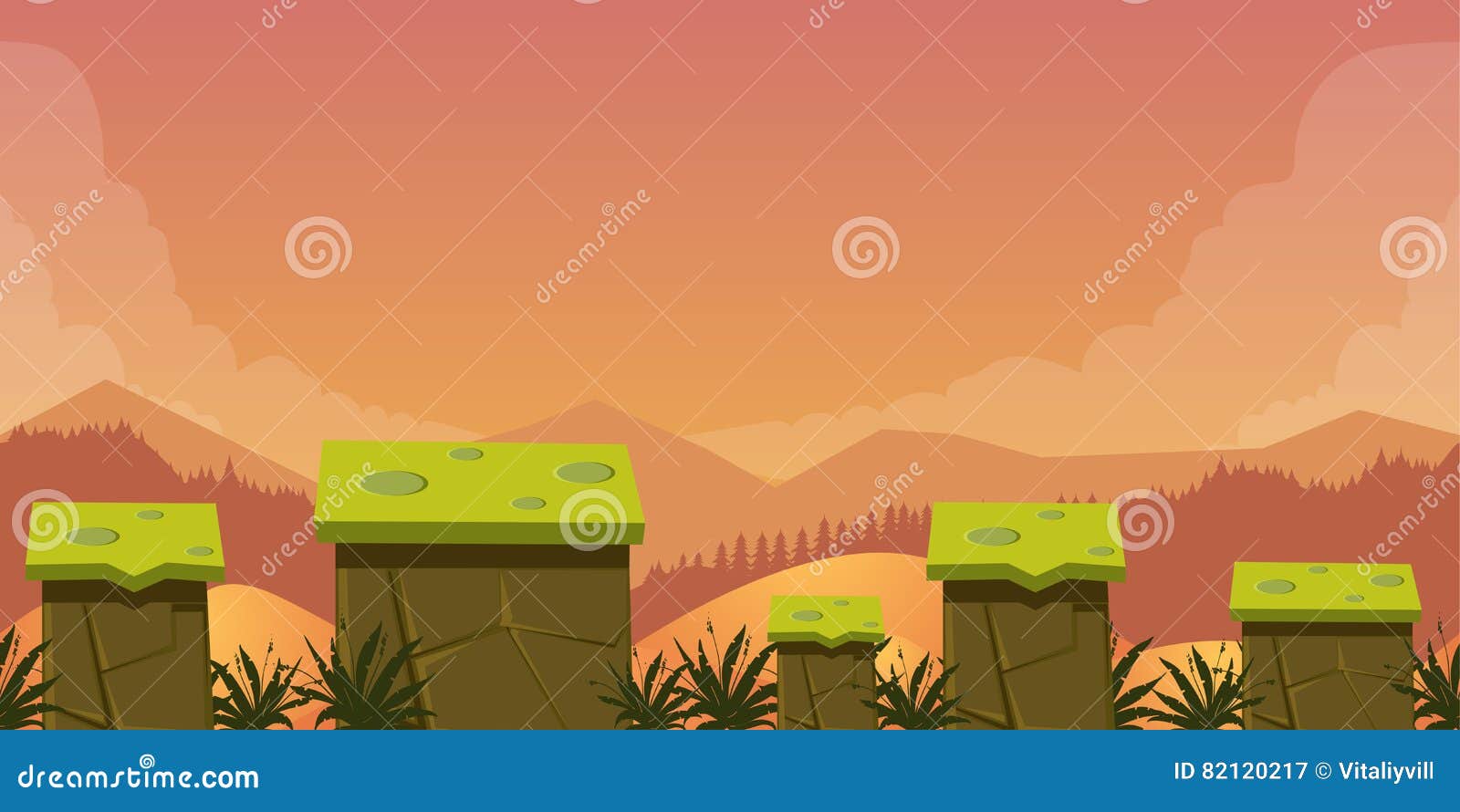 Platformer Game Assets Cartoon Vector | CartoonDealer.com #86444975