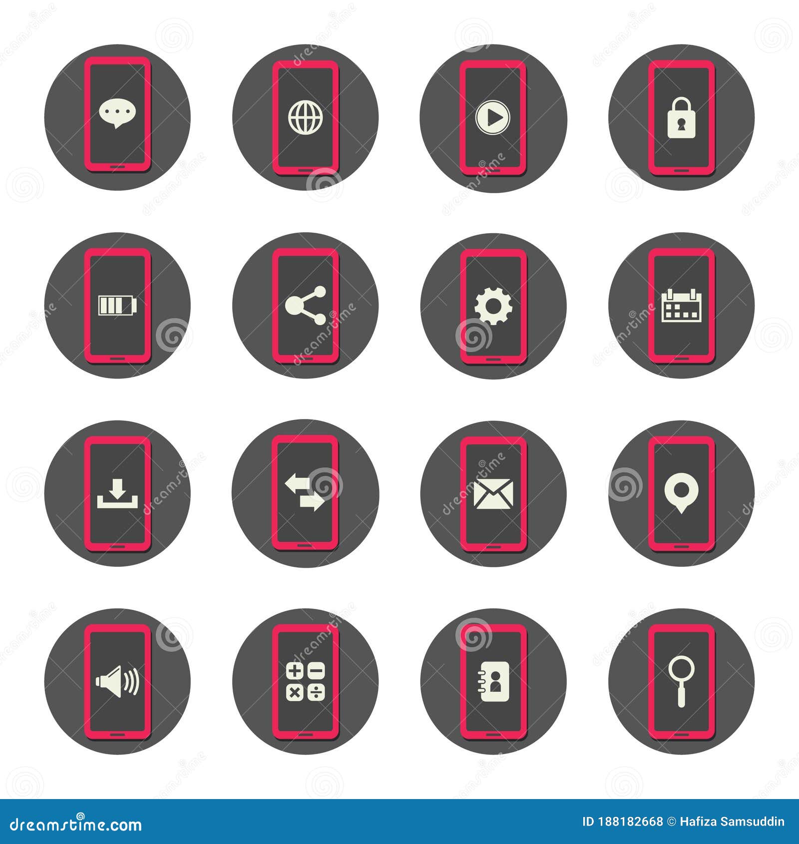 A Mobile App Icon Set Illustration. Stock Vector - Illustration of ...
