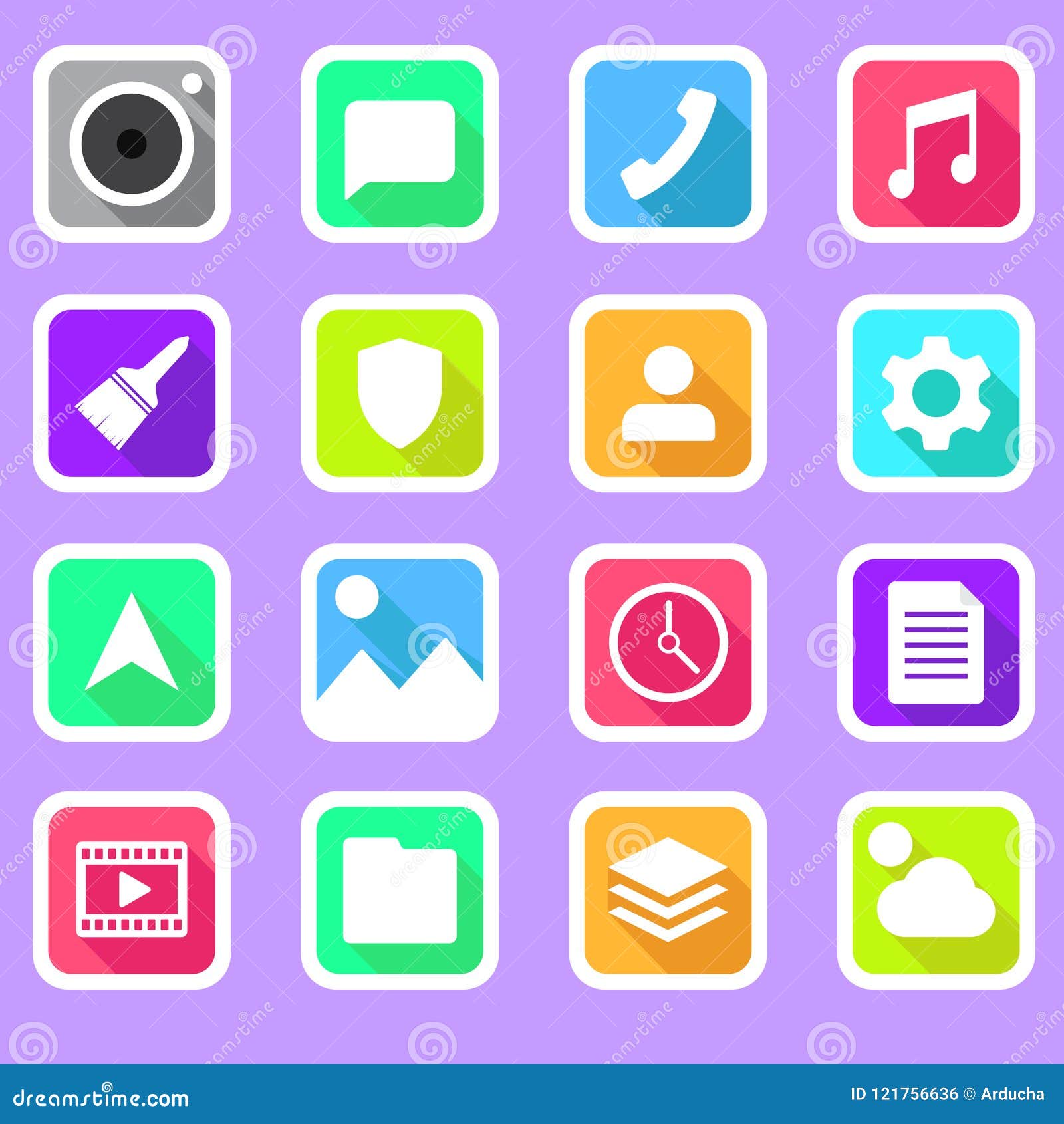 Mobile app icon set stock vector. Illustration of smartphone - 121756636