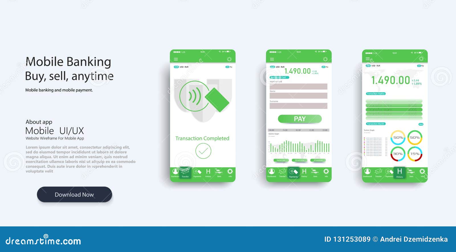 Mobile App Infographic Template with Modern Design Weekly and Annual ...