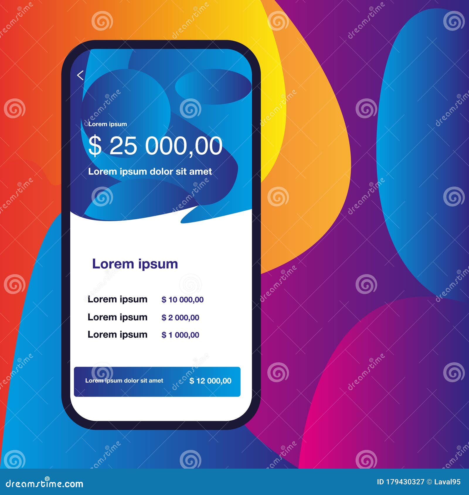 Mobile App Interface with Beautiful Vibrant Abstract Background Stock ...