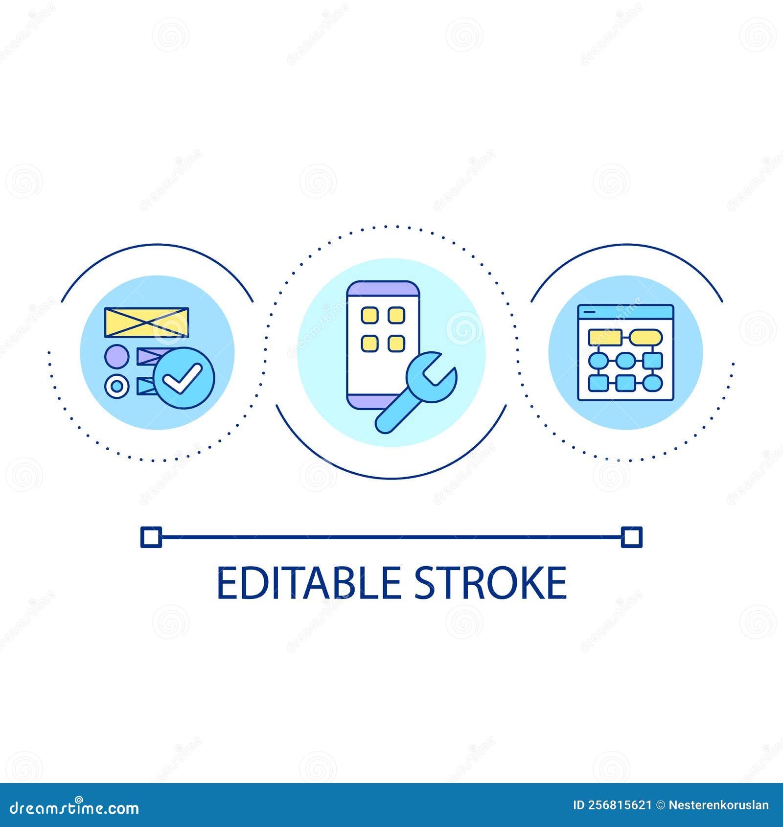 Mobile App Interface Building Loop Concept Icon Stock Vector Illustration Of Software Icon
