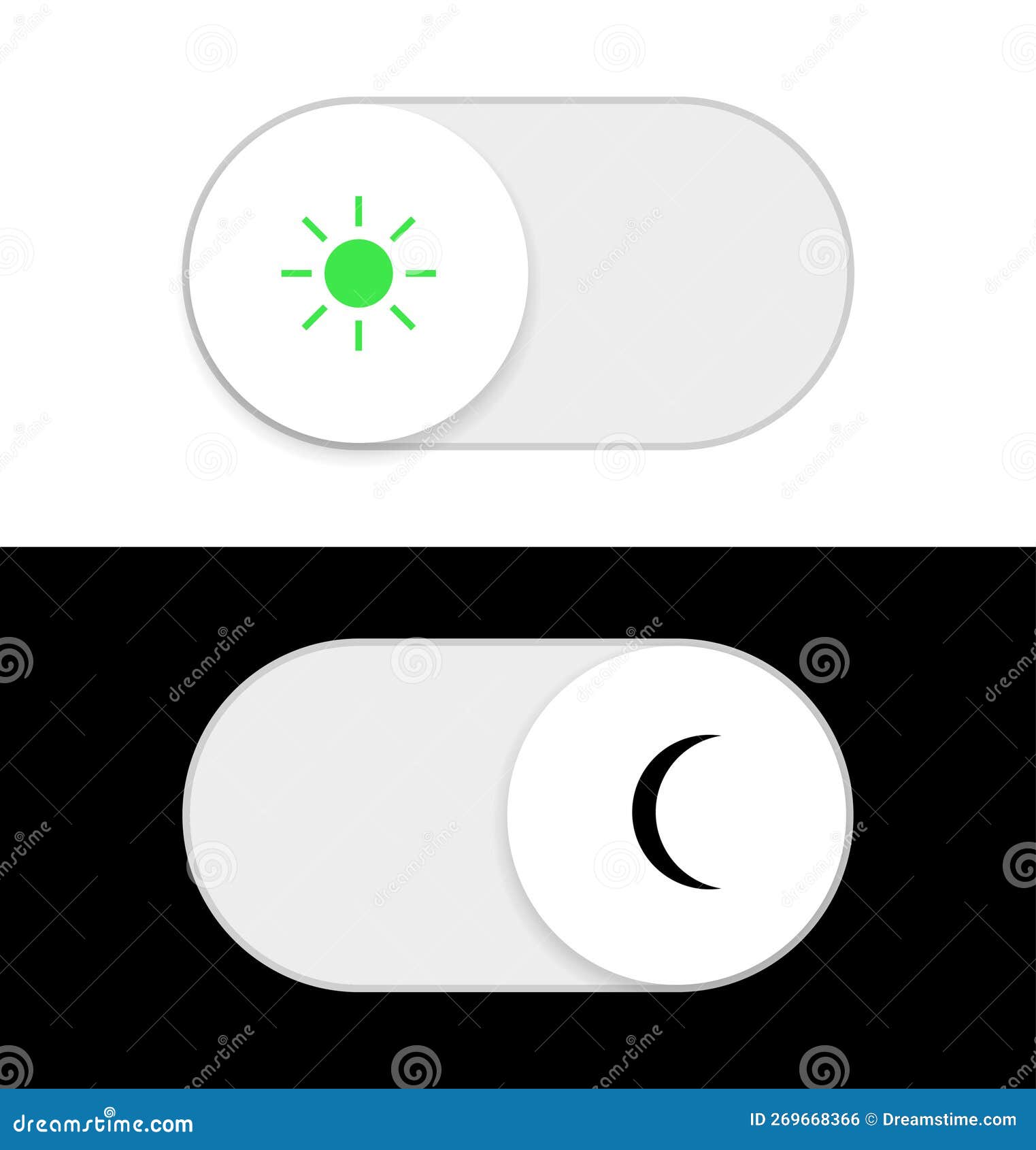 Mobile App Interface Design Concept. Dark Mode Switch Icon. Day Night ...