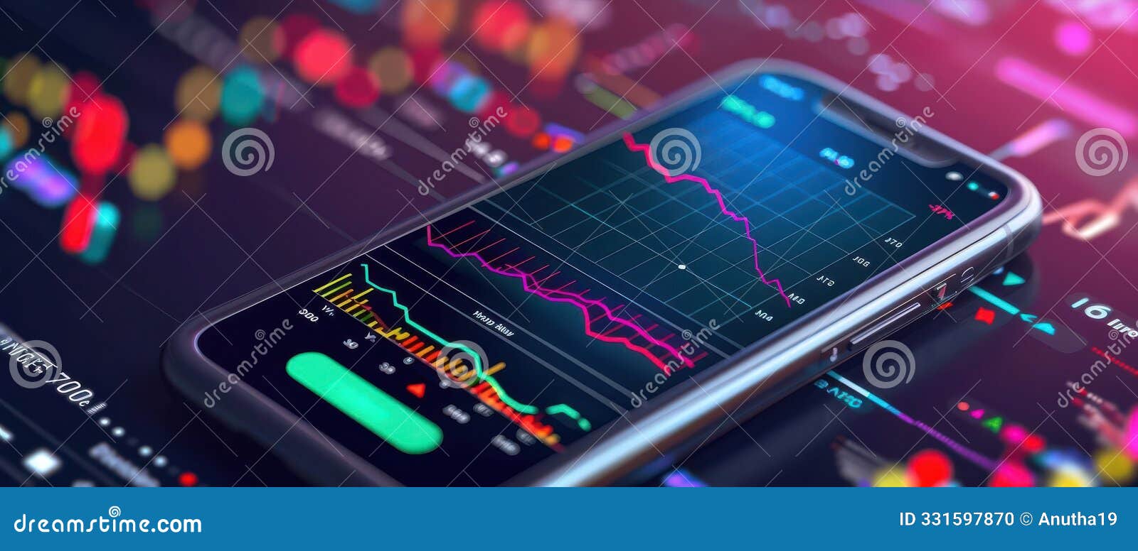 Mobile App Interface Displaying Interactive Stock Market Charts and ...
