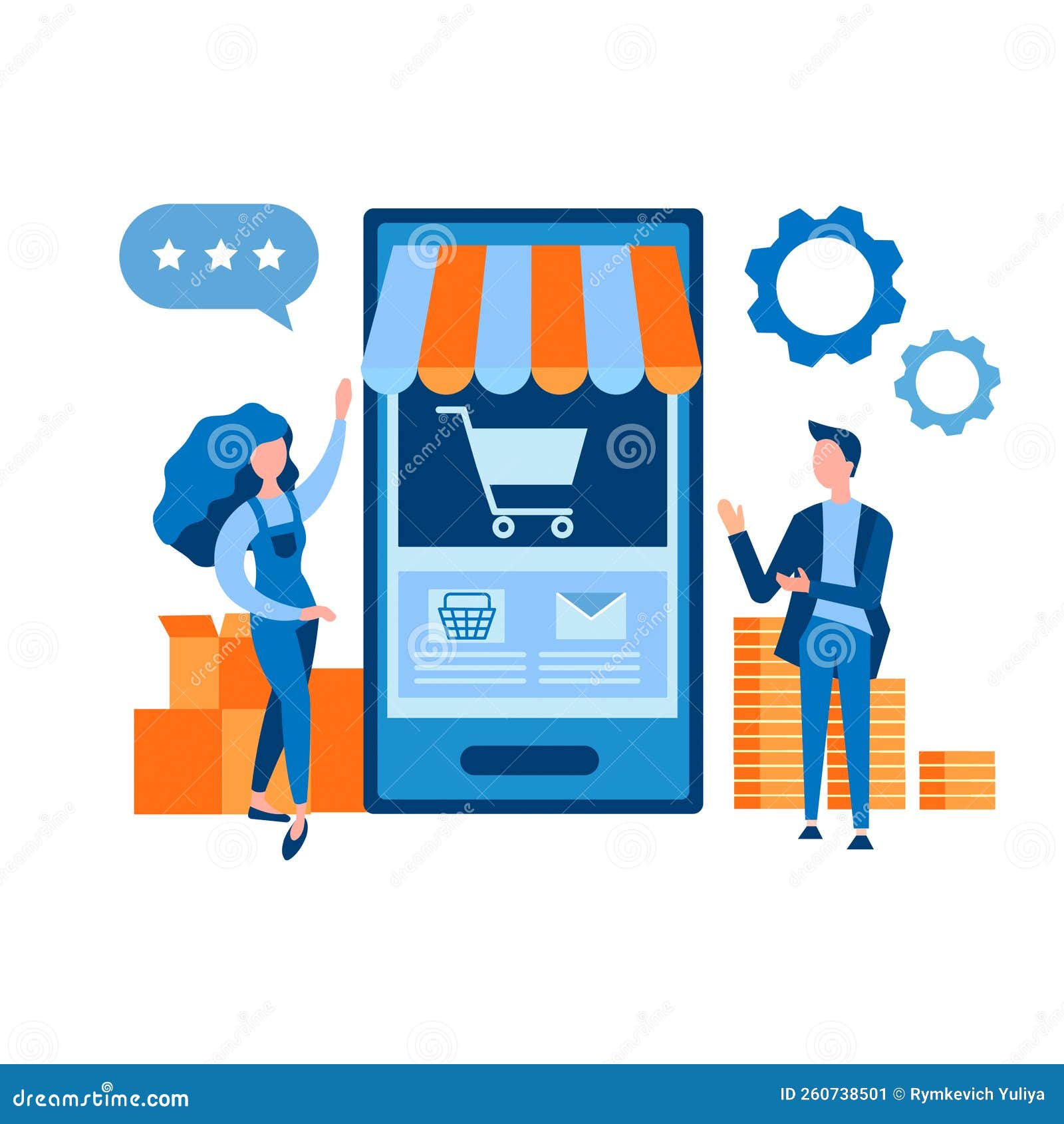 Mobile App, Internet Shop, Online Marketing Stock Vector - Illustration ...