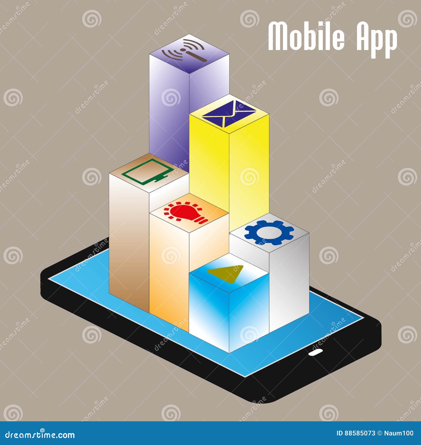 Mobile app, isometric stock vector. Illustration of stats - 88585073