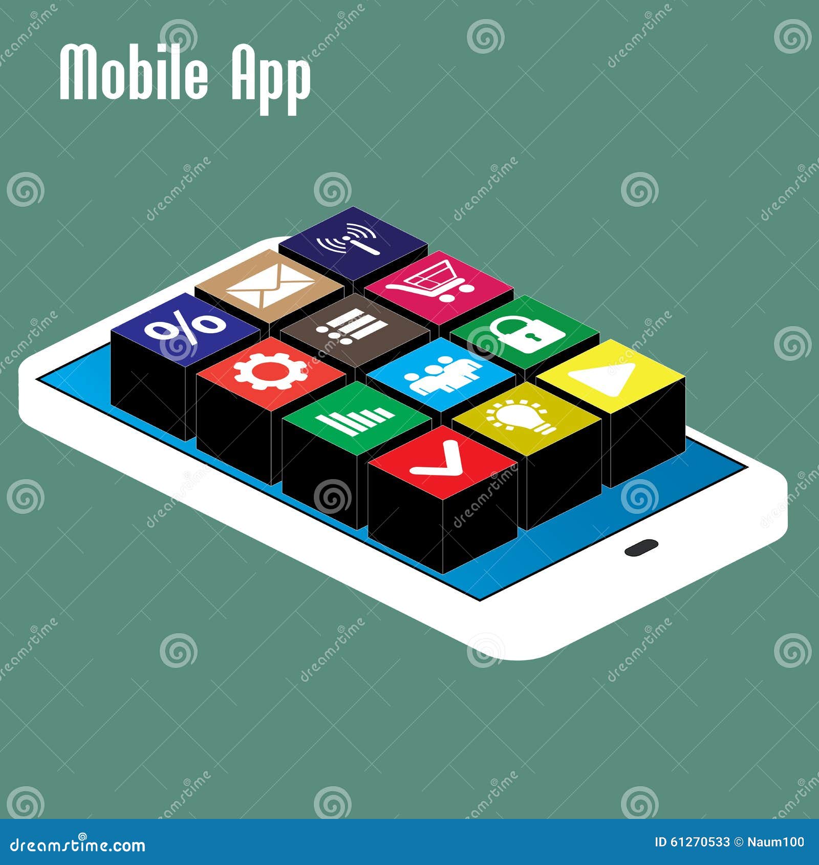 Mobile app, isometric stock vector. Illustration of phone - 61270533
