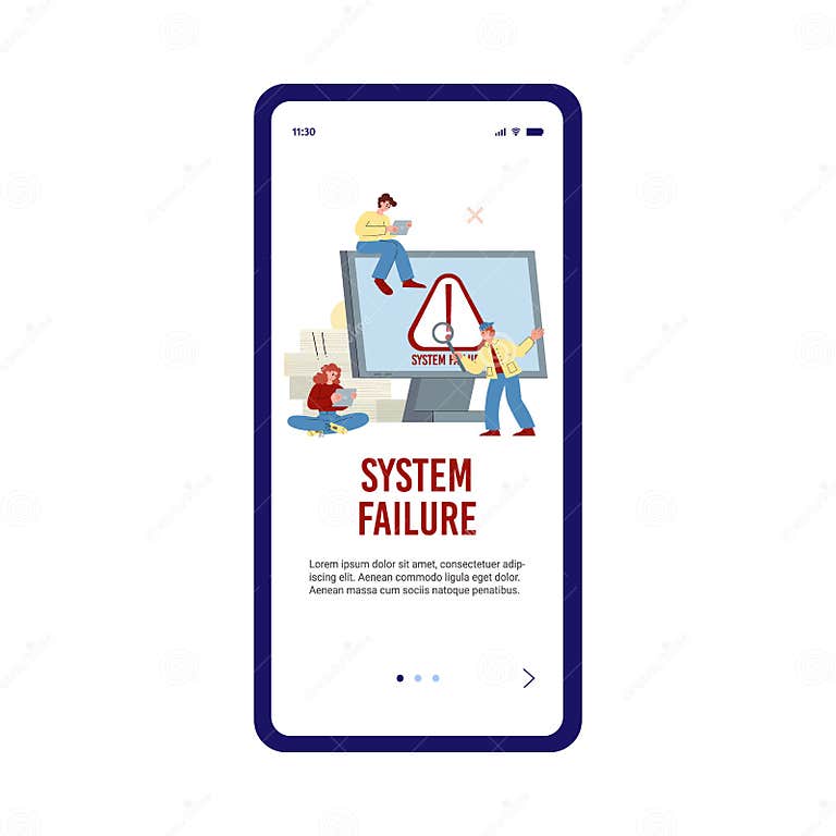 Mobile App Onboarding Help Page for System Error, Flat Vector ...