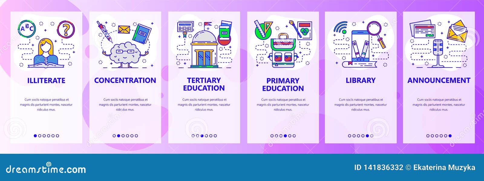 Mobile App Onboarding Screens. Education System, Digital Library in ...