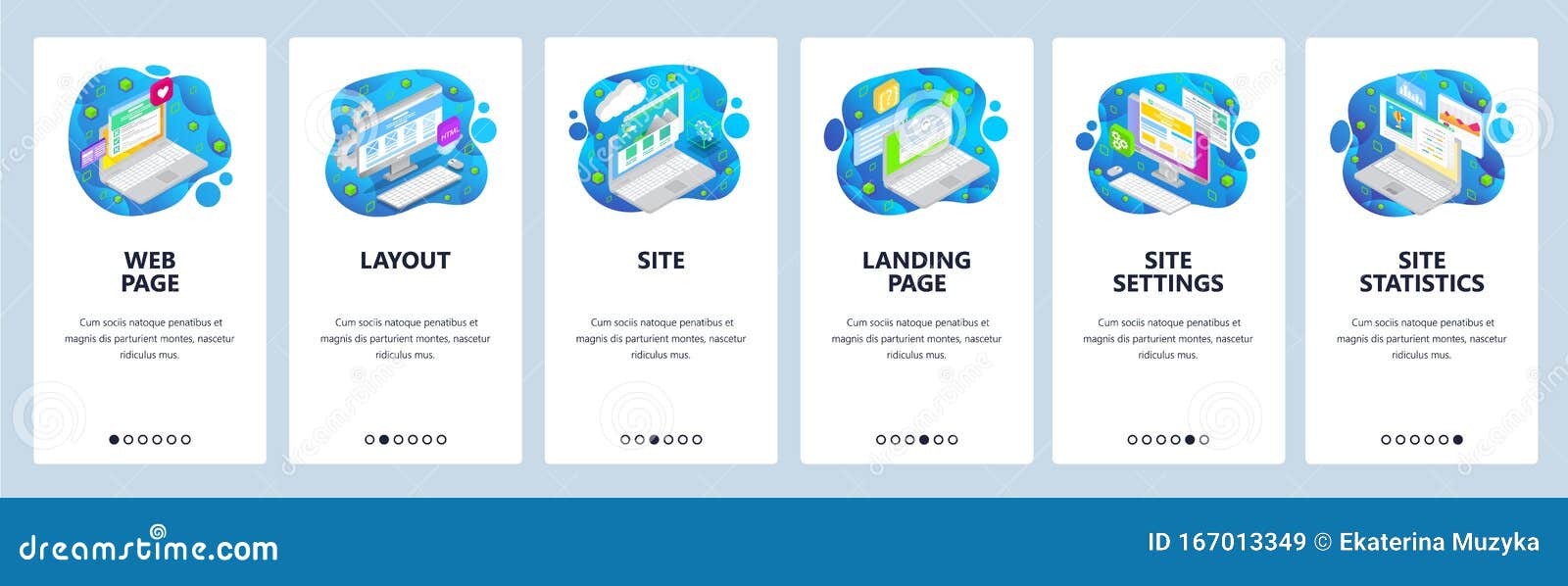 Mobile App Onboarding Screens. Landing Page and Wireframe Layout ...
