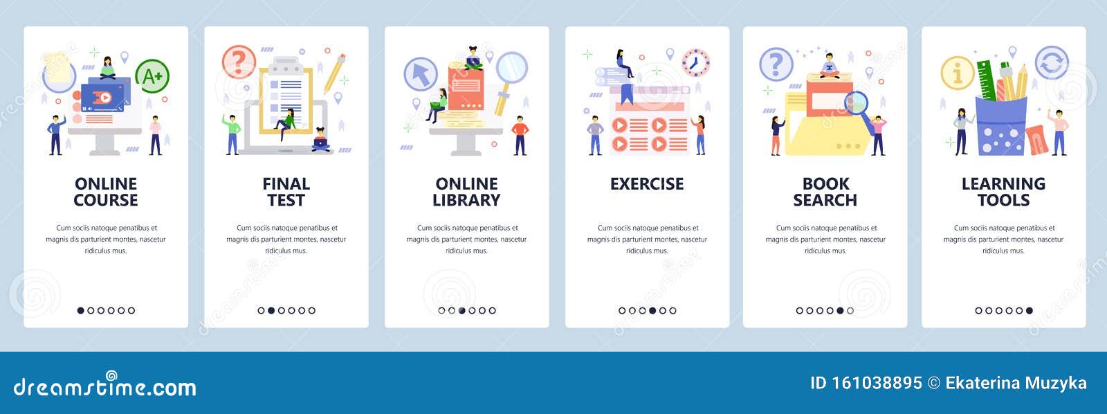Mobile App Onboarding Screens. Online Education, Video Lecture and ...