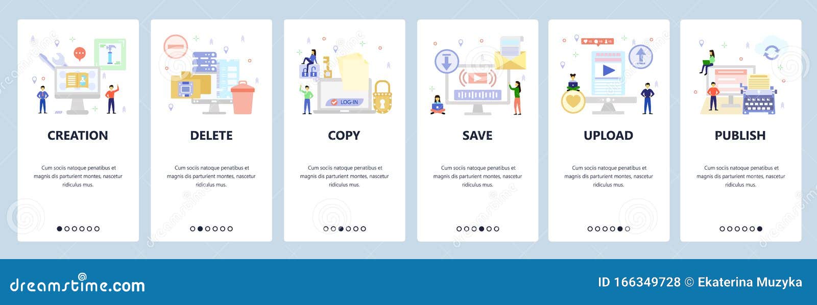 Mobile App Onboarding Screens Secure File Access Download And Upload Typewriter Delete