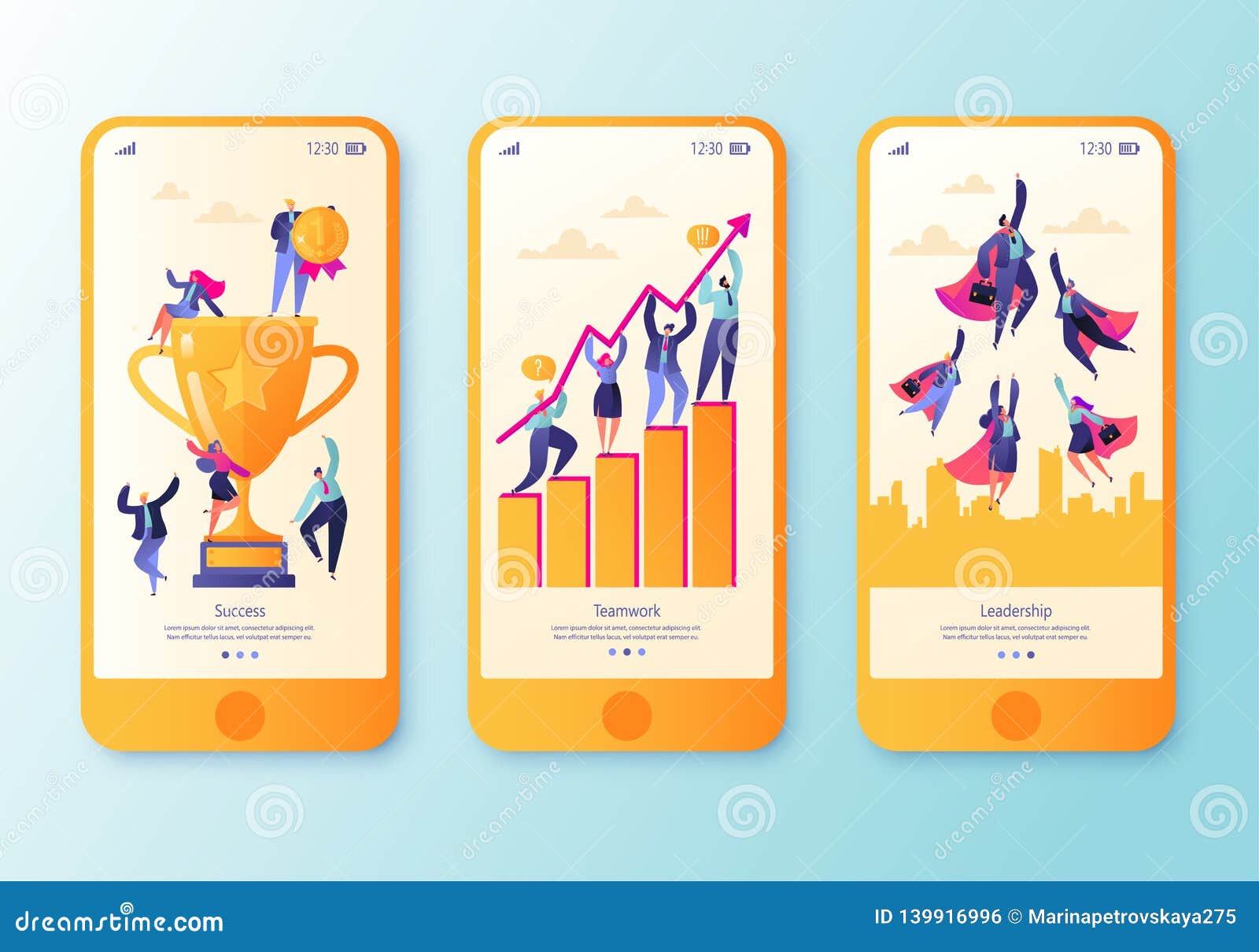 Mobile App Page, Screen Set. Concept for Website on Business ...
