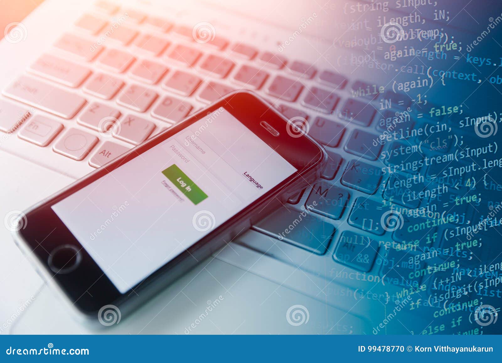 Mobile App Programing on Smartphone Concept Stock Photo - Image of ...