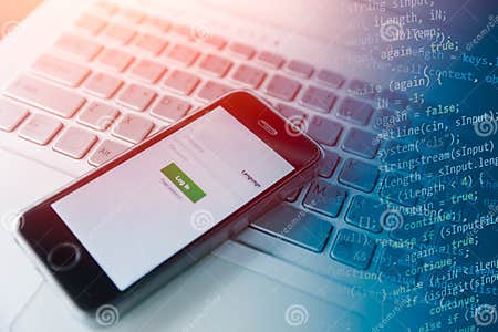 Mobile App Programing on Smartphone Concept Stock Photo - Image of ...