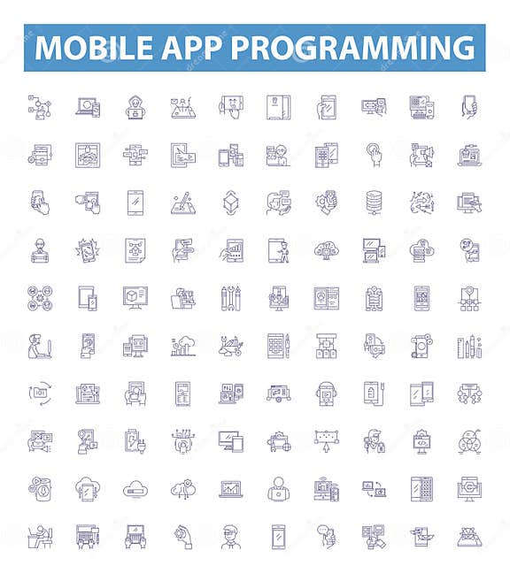 Mobile App Programming Line Icons, Signs Set. Programming, Mobile, Apps, Development, Android ...