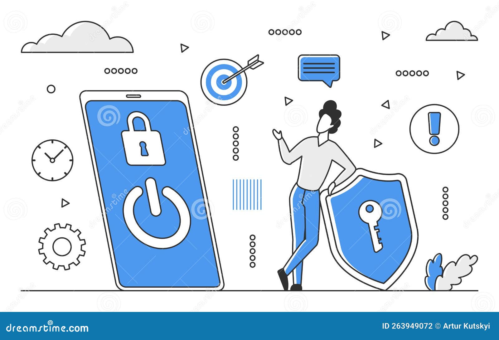 Mobile app protection stock vector. Illustration of access - 263949072