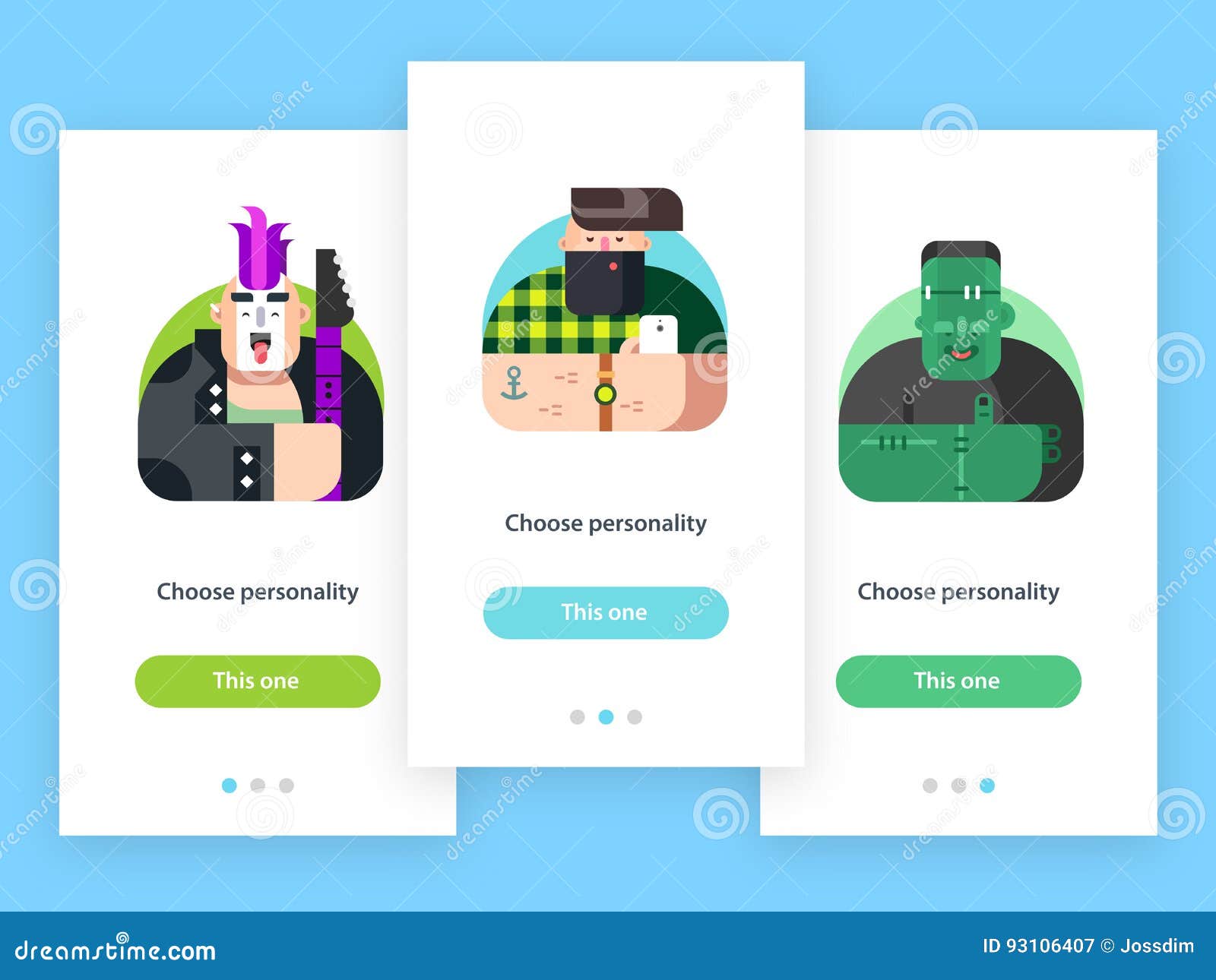 Mobile App Screens with Avatar Characters Stock Vector - Illustration ...