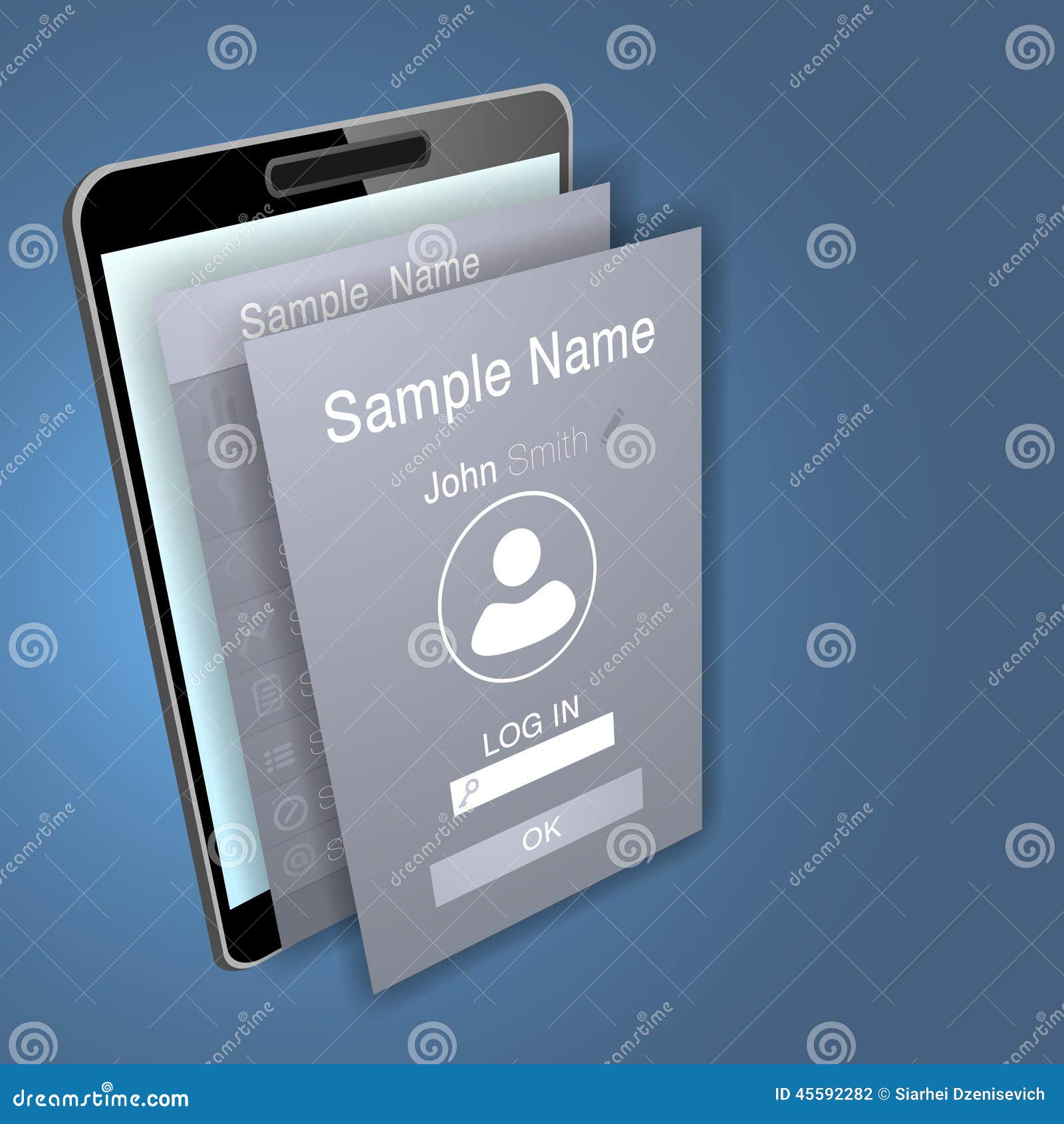 Mobile App Screens Over Mobile Phone Device Stock Vector - Illustration ...
