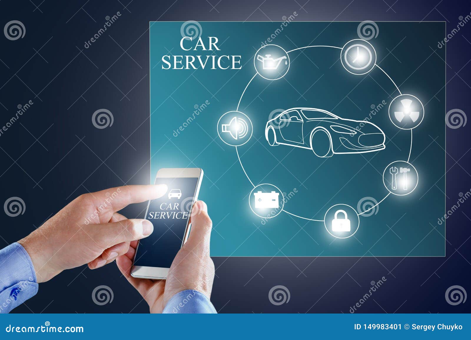 Mobile App in Smart Phone for Modern Car. Stock Image - Image of ...