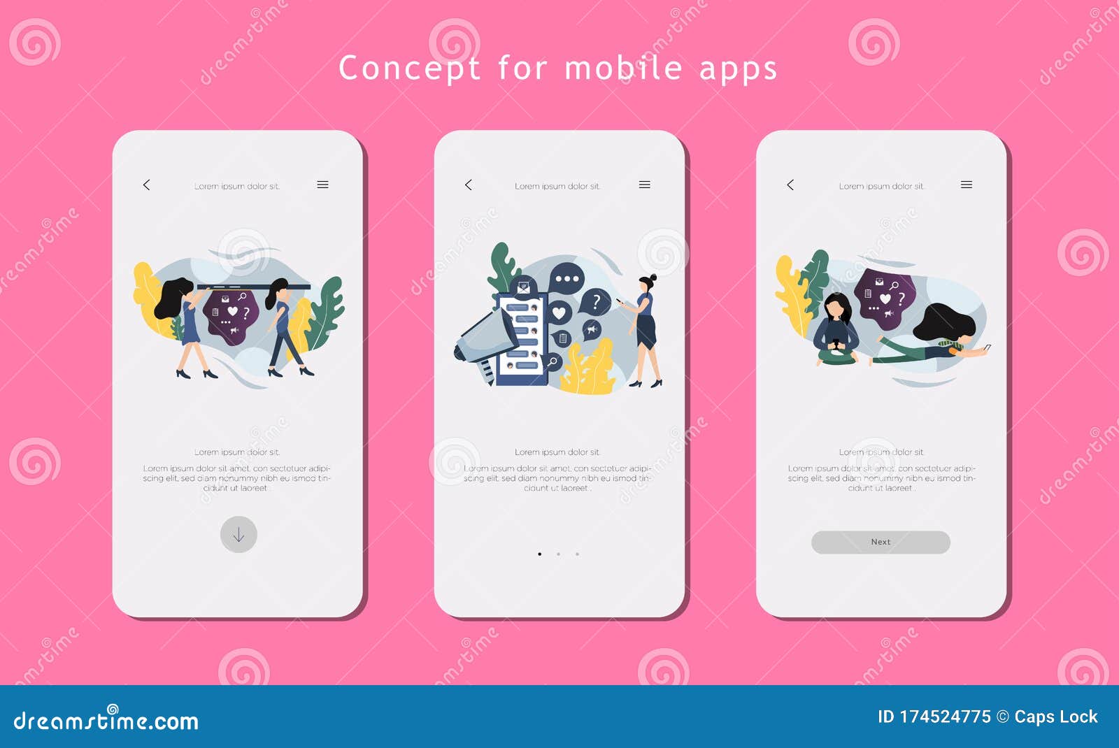 Mobile App Templates Concept Vector Illustration Flat Design Stock ...