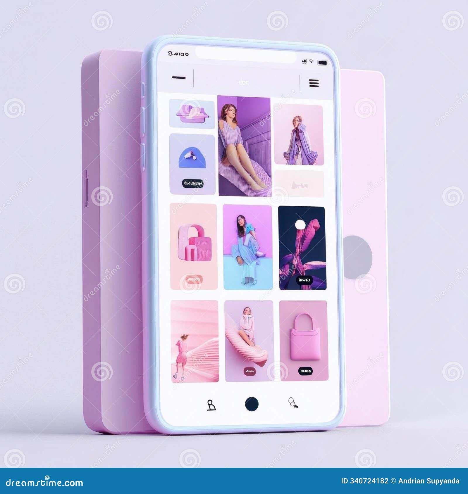 Mobile App UI Design, Minimalist Grid Layout With Pastel Colors Royalty ...