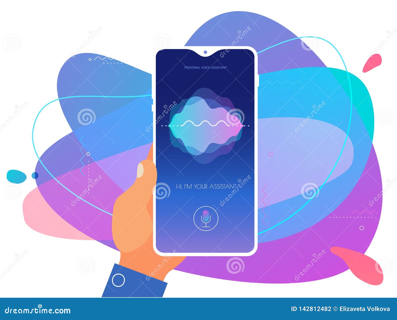 Mobile App UI Personal Voice Assistant Concept Stock Vector ...