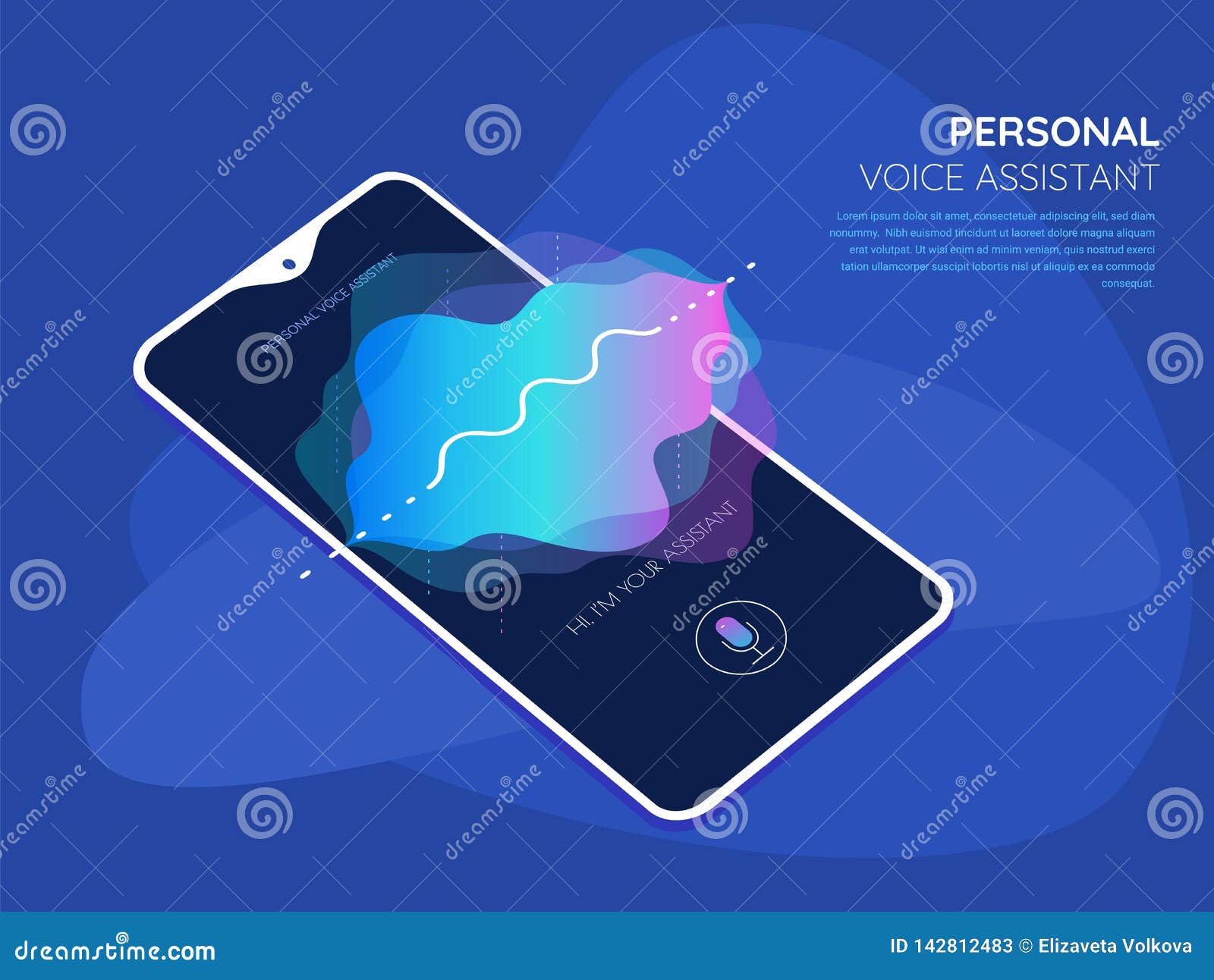 Mobile App UI Personal Voice Assistant 3d Mockup Stock Vector ...