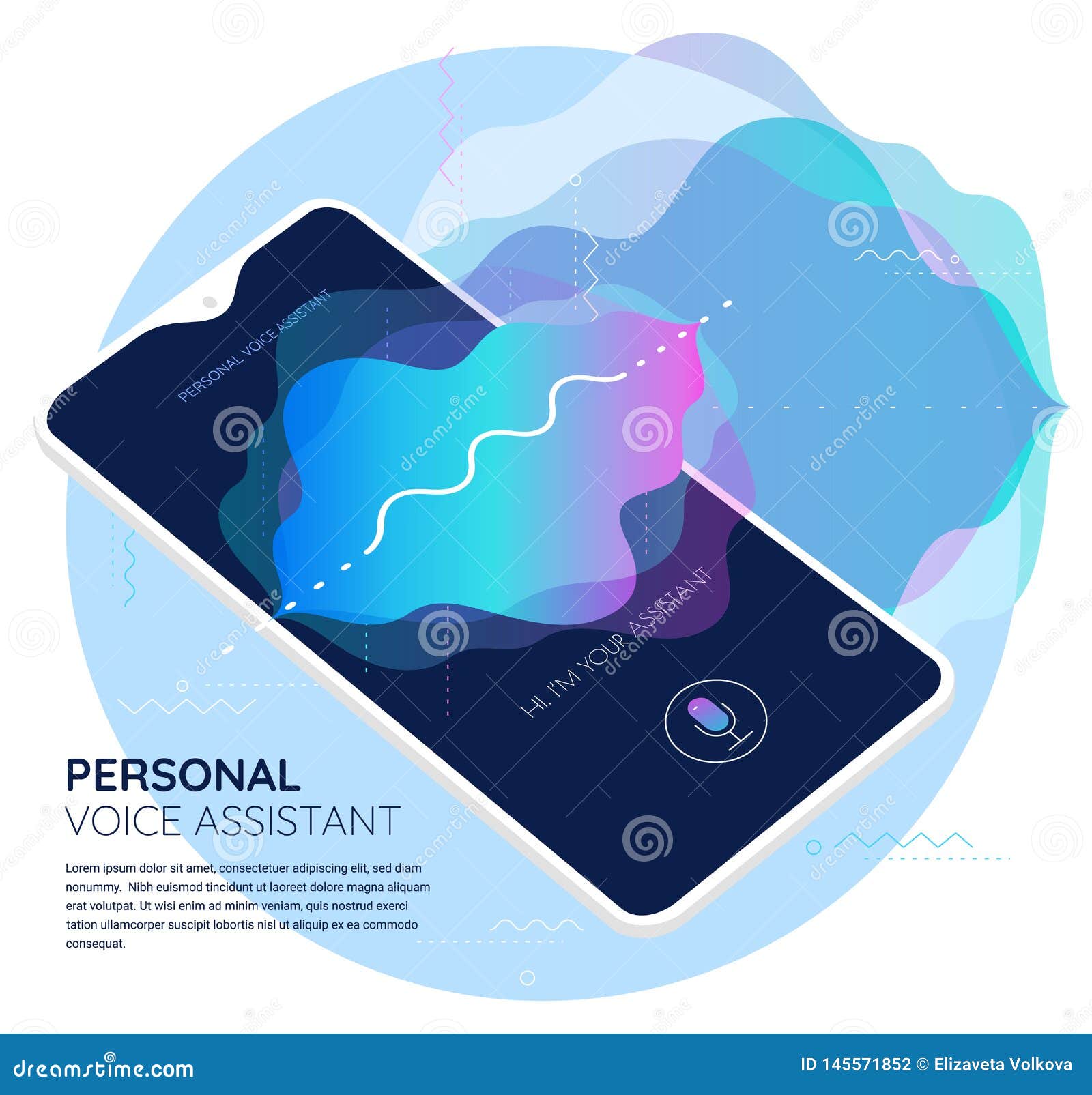 Mobile App UI Personal Voice Assistant 3d Mockup Stock Vector ...