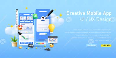 Mobile App UI UX Design and Coding Development Concept Illustration ...
