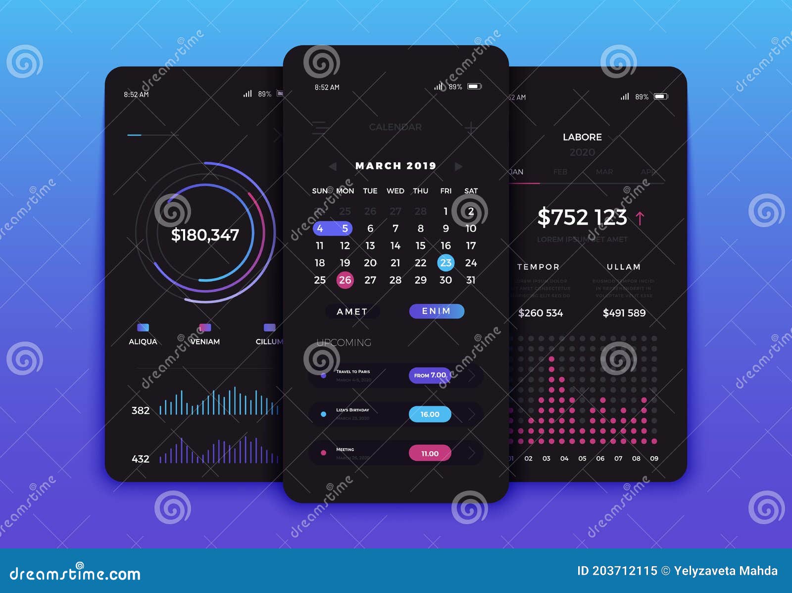 Mobile App User Interface Screen Design. UI, UX, GUI Web Icons for Digital, Responsive Website ...