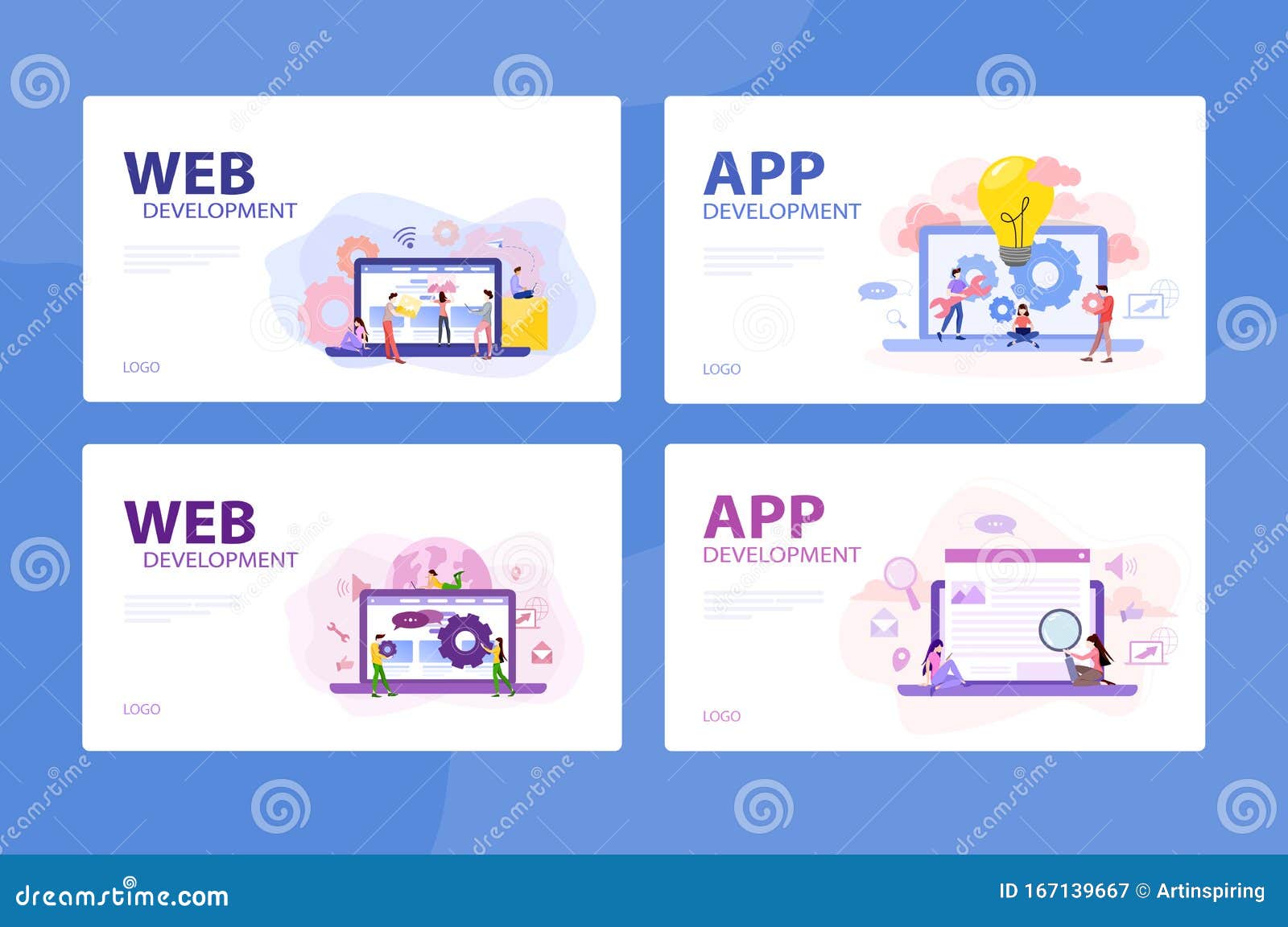 Mobile App and Web Development Banner Concept Set. Stock Vector ...