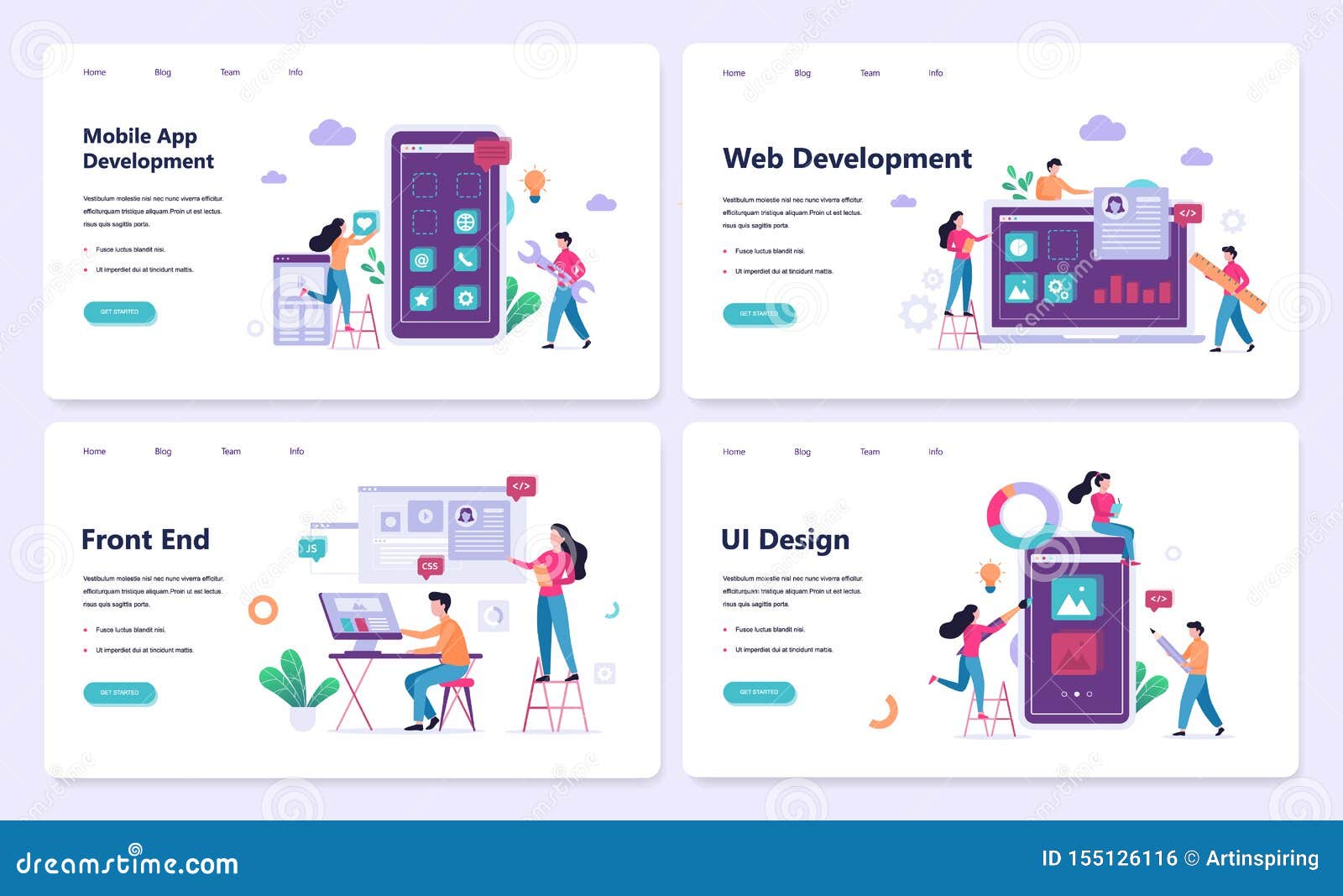 Mobile App and Web Development Banner Concept Set Stock Vector ...