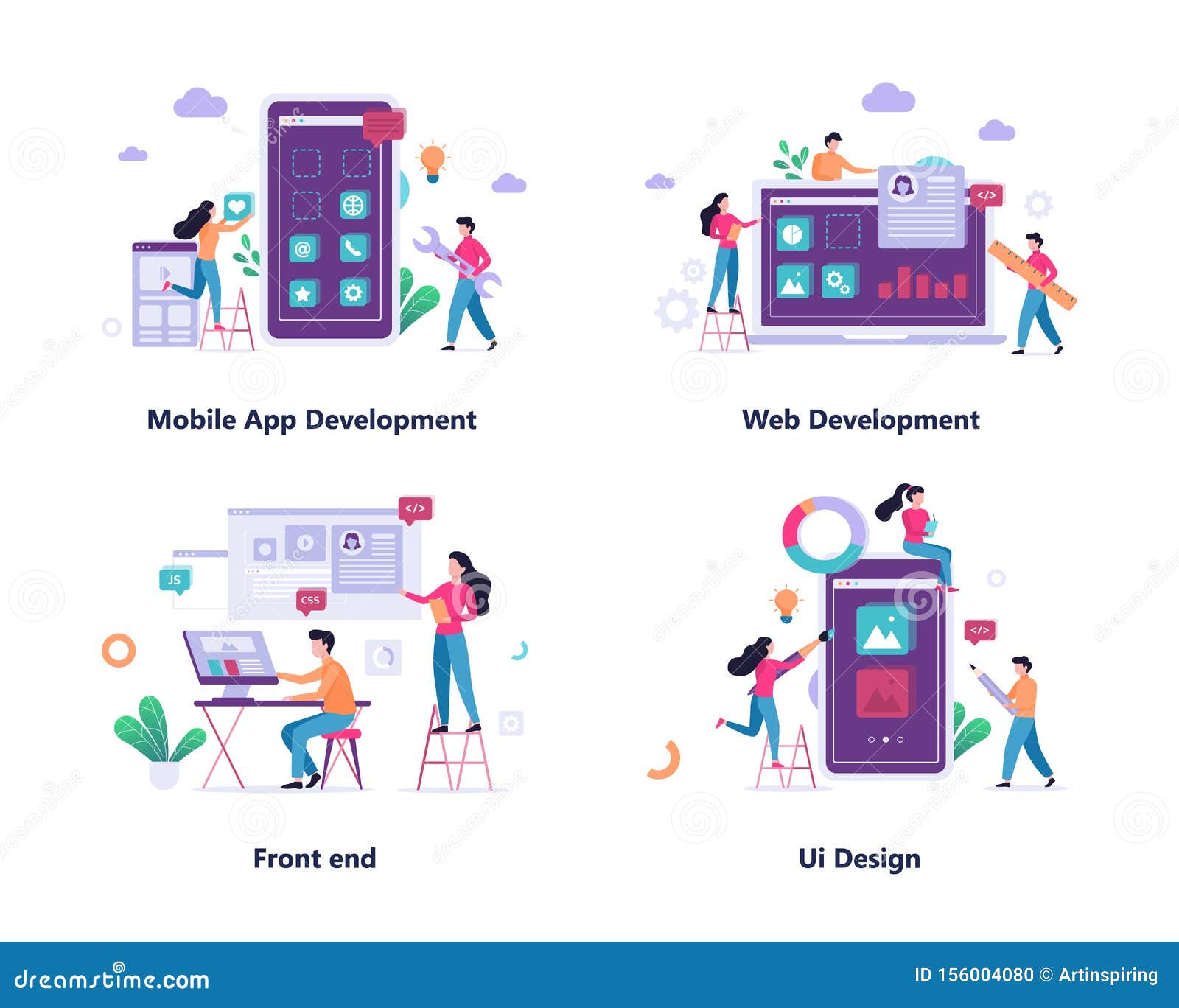 Mobile App and Web Development Banner Concept Set Stock Vector ...