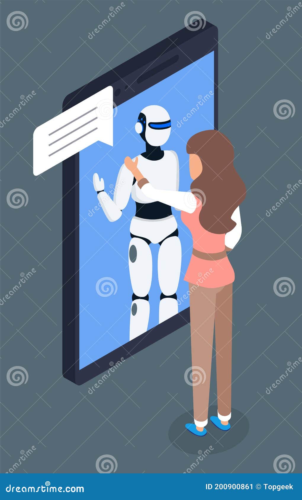 Mobile Application, Artificial Intelligence, Woman Chatting with Chat ...