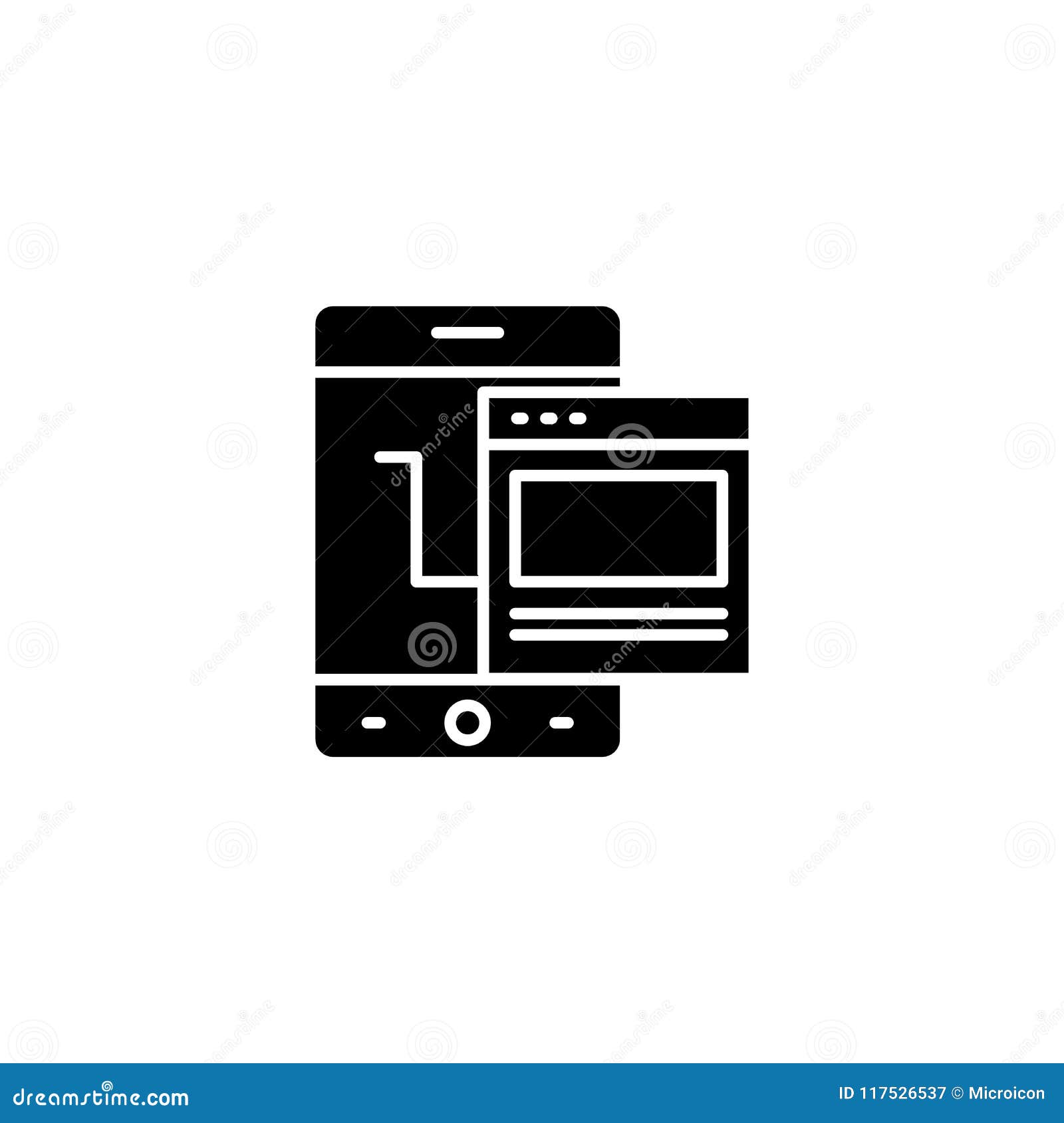 Mobile Application Black Icon Concept. Mobile Application Flat Vector ...